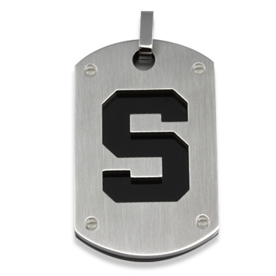 1 1/2in Michigan State Black S Dog Tag Stainless Steel P51Z1535