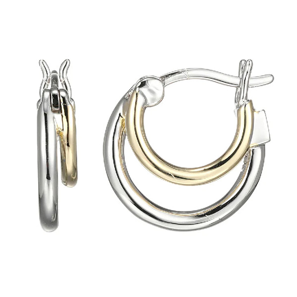ELLE Two-tone Gold-plated Sterling Silver Double Offset Hoop Earrings ...