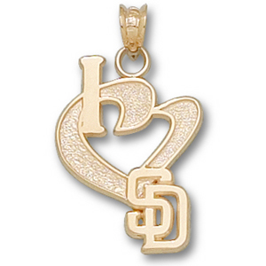 14kt Yellow Gold 3/4in I Love the San Diego Padres Pendant PAD019