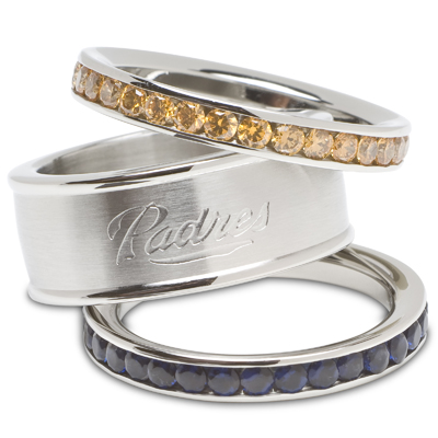 San Diego Padres Team Logo Crystal Stacked Ring Set PAD035CR