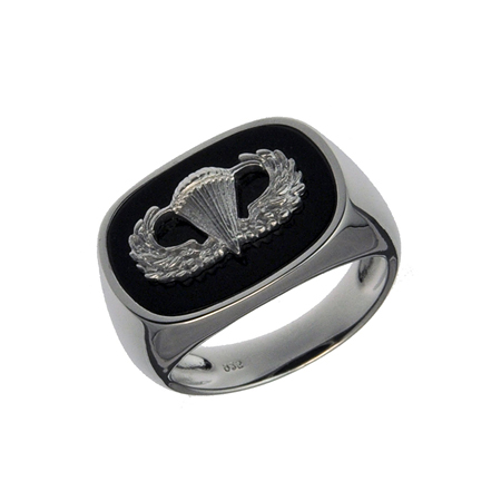 US Army Basic Parachutist Badge Ring with Black Onyx RG72652