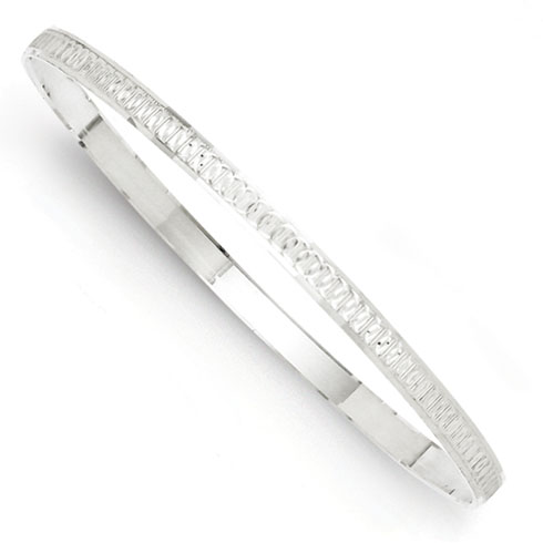 Sterling Silver Diamond-cut Slip-On Bangle Bracelet QB234