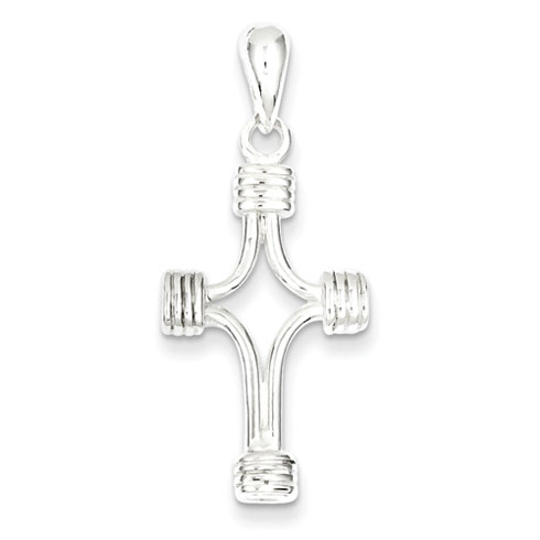 Sterling Silver Antiqued Medium Tubular Cross Pendant QC4341