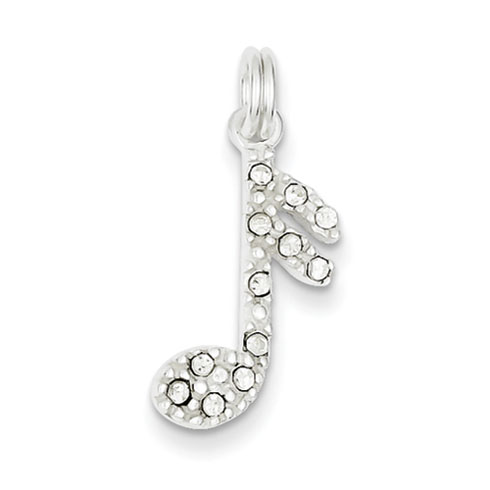 Sterling Silver Music Note Charm with CZs QC4761 | Joy Jewelers