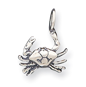 Sterling Silver Antiqued Crab Charm QC4950 | Joy Jewelers