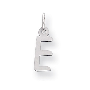 Sterling Silver Small Slanted Block Initial E Charm QC5081E