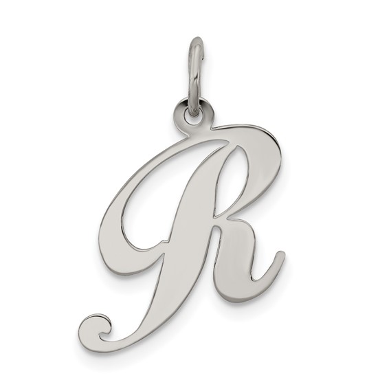 Sterling Silver Medium Fancy Script Initial R Charm QC5088R