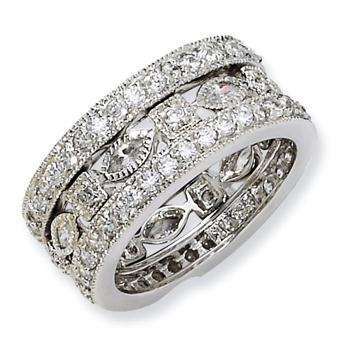 Sterling Silver CZ Eternity Three Ring Set QCM269 | Joy Jewelers