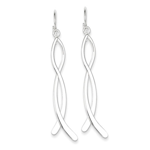 Sterling Silver Long Ribbon Dangle Earrings QE4137 | Joy Jewelers