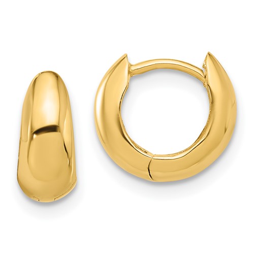 10k Yellow Gold Tapered Huggie Hoop Earrings With Hinges 3/8in 10ER355