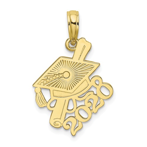 10k Yellow Gold Slanted 2020 Graduation Cap and Diploma Charm 3/4in 10K9665