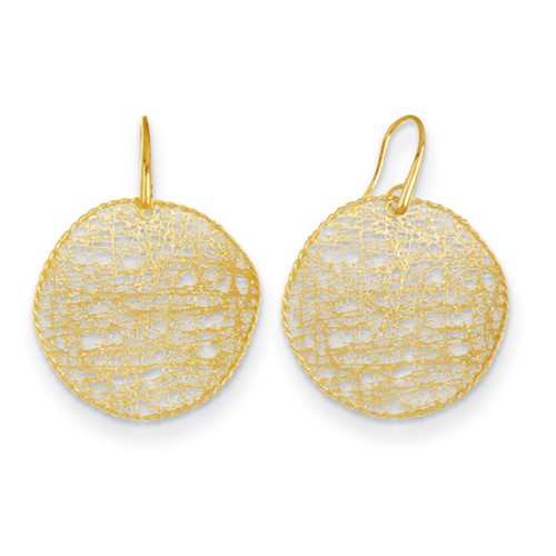 14k Yellow Gold Rounded Mesh Dangle Earrings 14NEEA11Y | Joy Jewelers