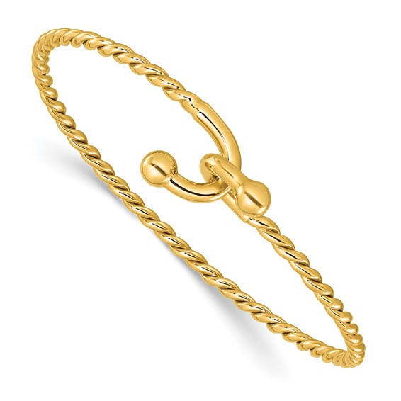 Herco 14k Yellow Gold Twisted Hook Bangle Bracelet 14SPBN3Y