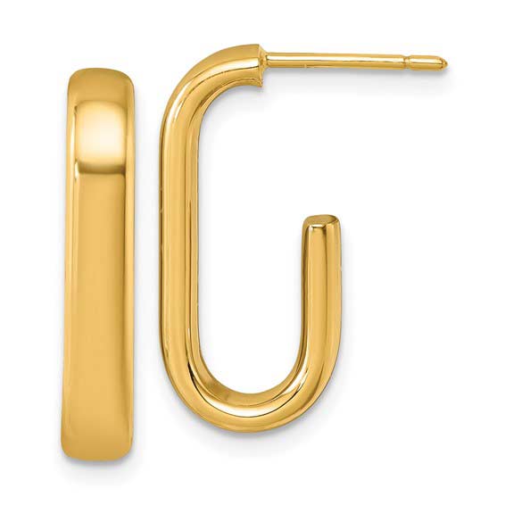 18k Yellow Gold J Hoop Earrings with Posts 1in 18IAEA10Y