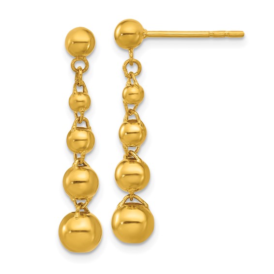 24k Yellow Gold Graduated Beads Dangle Earrings 24HRE252Y