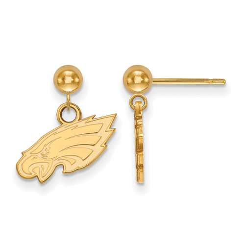14k Yellow Gold Philadelphia Eagles Dangle Ball Earrings 4Y007EAG