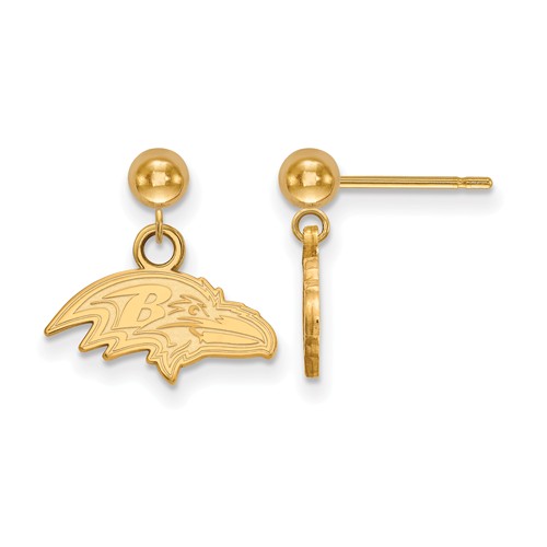 14k Yellow Gold Baltimore Ravens Dangle Ball Earrings 4Y007RAV