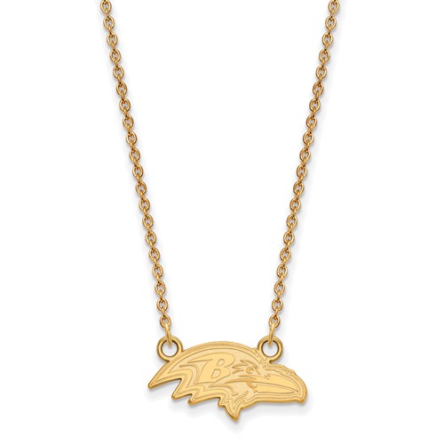 10k Yellow Gold Small Baltimore Ravens Pendant with 18in Chain 1Y011RAV-18