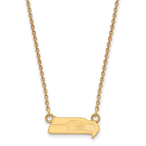 14k Yellow Gold Small Seattle Seahawks Pendant with 18in Chain 4Y011SEA-18