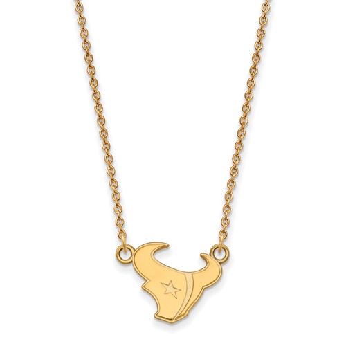 14k Yellow Gold Small Houston Texans Pendant with 18in Chain 4Y011TXN-18