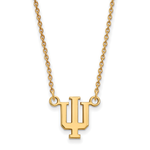 14kt Yellow Gold 1/2in Indiana University Pendant with 18in Chain ...