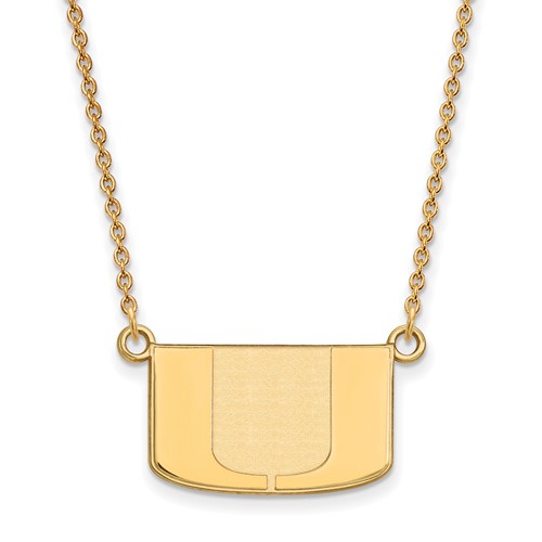 14kt Yellow Gold 1/2in University of Miami U Pendant with 18in Chain ...
