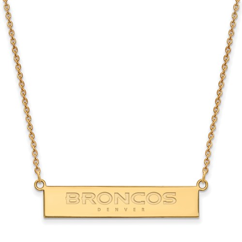 10k Yellow Gold Denver Broncos Bar Necklace 1Y016BRO-18 | Joy Jewelers