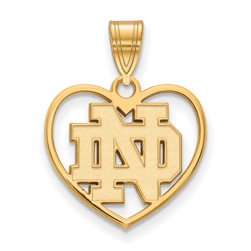 14k Yellow Gold 5/8in University of Notre Dame Pendant in Heart 4Y018UND