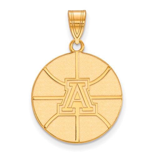 10k Yellow Gold 3/4in University of Arizona Basketball Pendant 1Y037UAZ