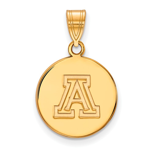 14k Yellow Gold 5/8in University of Arizona Round Pendant 4Y040UAZ
