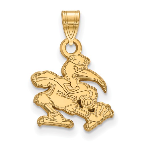 14kt Yellow Gold 1/2in University of Miami Ibis Pendant 4Y044UMF