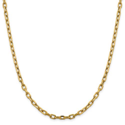 14k Yellow Gold 18in Diamond-cut Open Link Cable Chain 4.9mm BC188-18