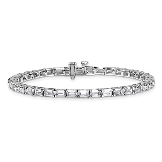 14k White Gold 10 ct tw Lab Grown Diamond Emerald-cut Tennis Bracelet BM11044-WLD