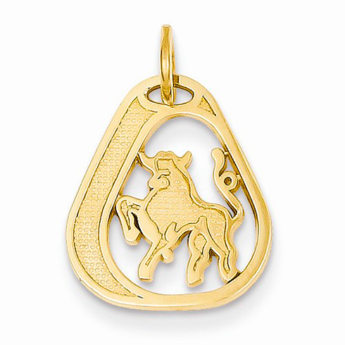 14kt Yellow Gold Taurus Diamond-cut Charm C1120 | Joy Jewelers