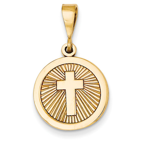 14k Yellow Gold Eternal Life Cross Pendant 5/8in C1310 | Joy Jewelers