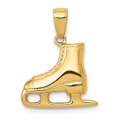 14k Yellow Gold 3-D Ice Skate Pendant C3759 | Joy Jewelers