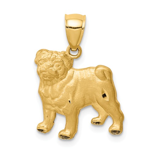 14k Yellow Gold Pug Pendant 11/16in C4620 | Joy Jewelers
