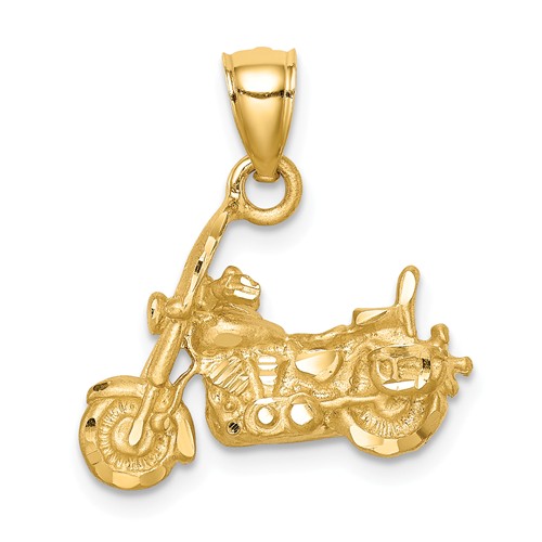 14k Yellow Gold Motorcycle Pendant 1/2in C4728 | Joy Jewelers