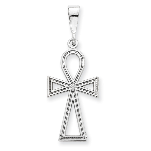 14kt White Gold 1in Ankh Cross Pendant CH142 | Joy Jewelers