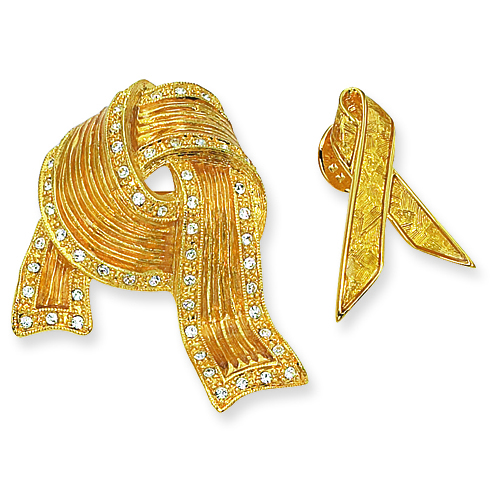 Yellow Ribbon Brooch Set CT254 | Joy Jewelers