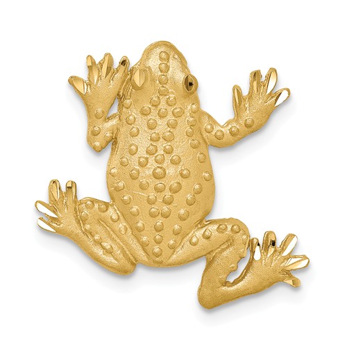 14k Yellow Gold Brushed Diamond-cut Textured Frog Chain Slide 3/4in D4486