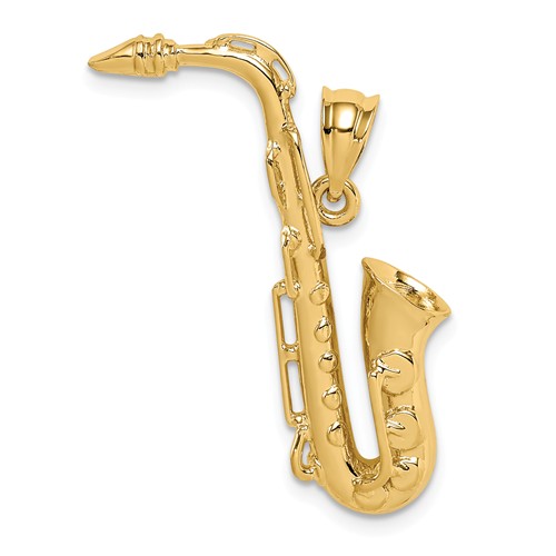 14k Yellow Gold Polished Saxophone Pendant 1in D4623 | Joy Jewelers
