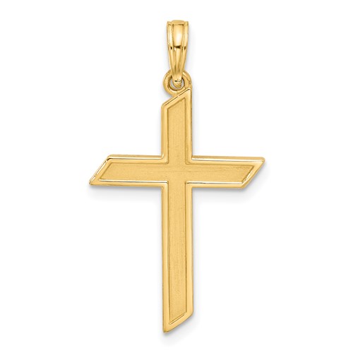 14k Yellow Gold Slanted Cross Pendant 1in D5350 | Joy Jewelers