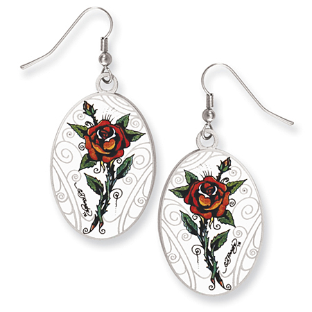 Ed Hardy Oval Rose Earrings EHF105 | Joy Jewelers