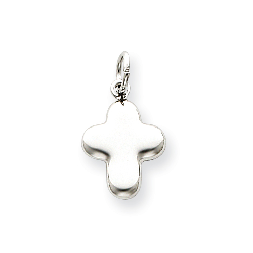 14kt White Gold 5/8in Puffed Cross Charm K1238 | Joy Jewelers