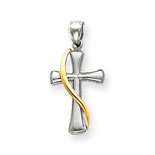 14kt Two-tone Gold 7/8in Methodist Cross Pendant K2136 | Joy Jewelers