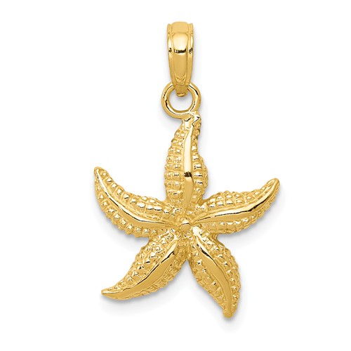 14k Yellow Gold Starfish Pendant with Textured Polished Finish 5/8in K2940