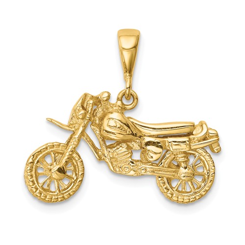 14k Yellow Gold Polished Motorcycle Pendant K6404 | Joy Jewelers