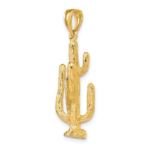 14k Yellow Gold 3-D Saguaro Cactus Pendant 1in K7190 | Joy Jewelers