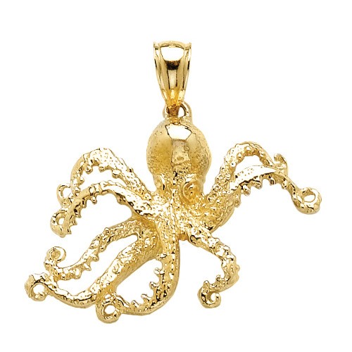14k Yellow Gold Octopus Pendant 1in K7430 | Joy Jewelers